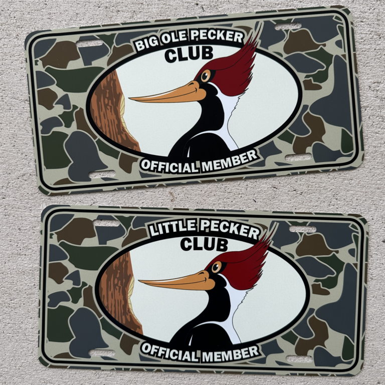 Pecker Club Woodpecker License Plate Bad Bass Designs